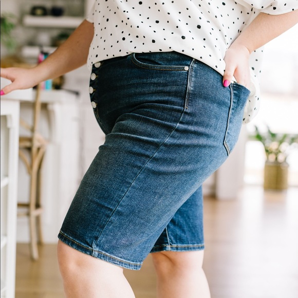 Judy Blue | Shorts | Judy Blue Button Fly Bermuda Denim Shorts | Poshmark